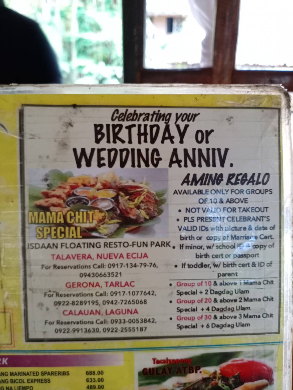 Menu at Isdaan Floating Restaurant, Bay