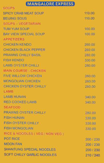 Menu at Bay view Cafe, Mumbai