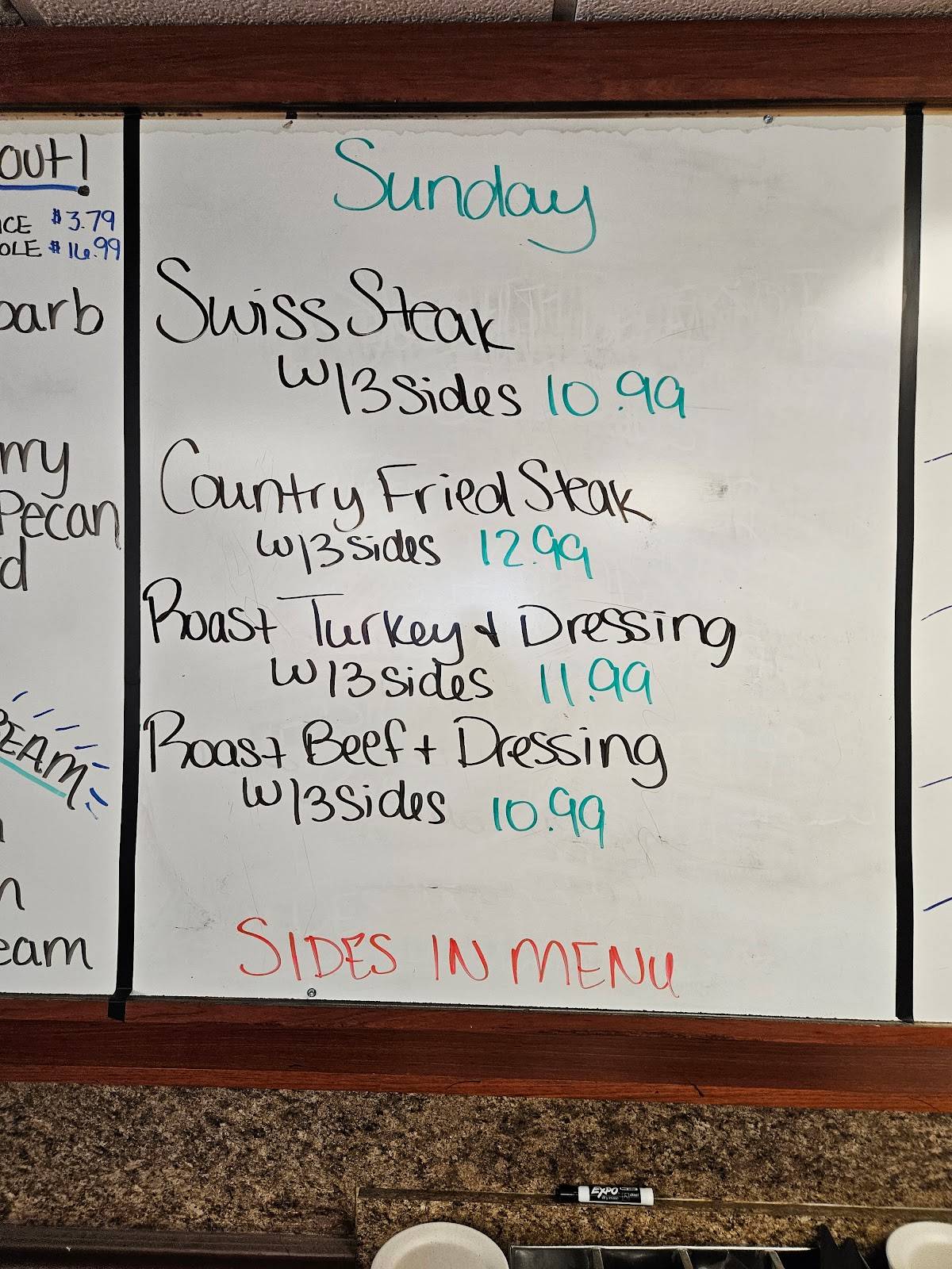 Menu at Bayard's Cafe, Salina