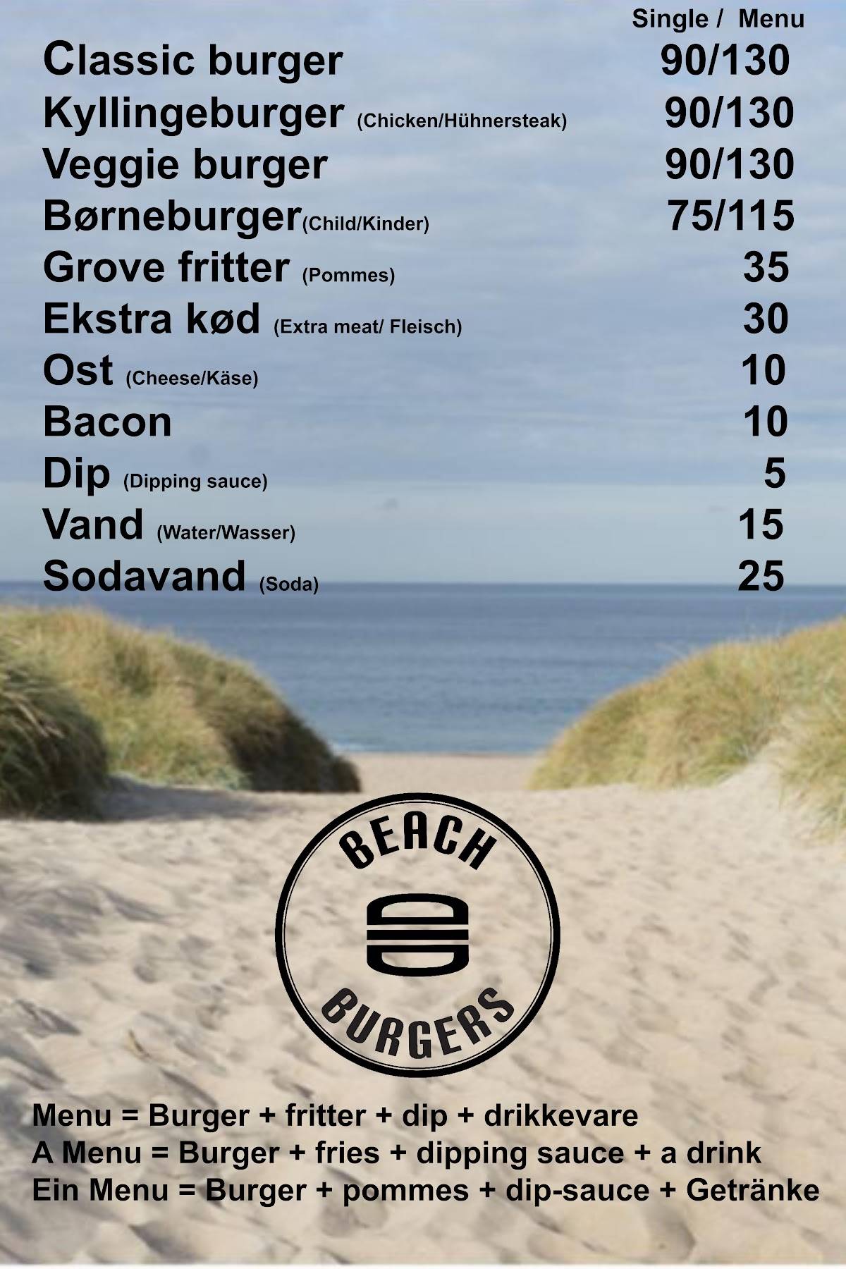 Menu at Beach Burgers - Søndervig restaurant, Søndervig