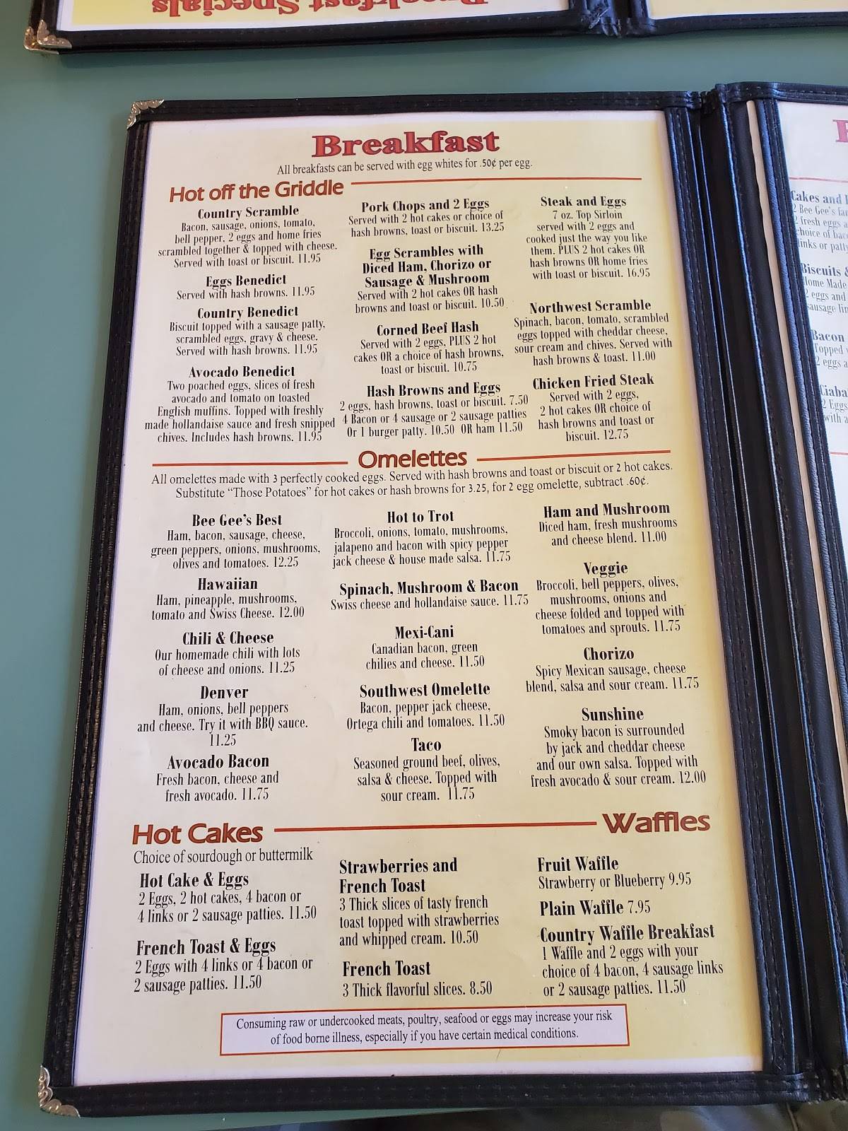 Menu at BeeGees Diner restaurant, Rogue River