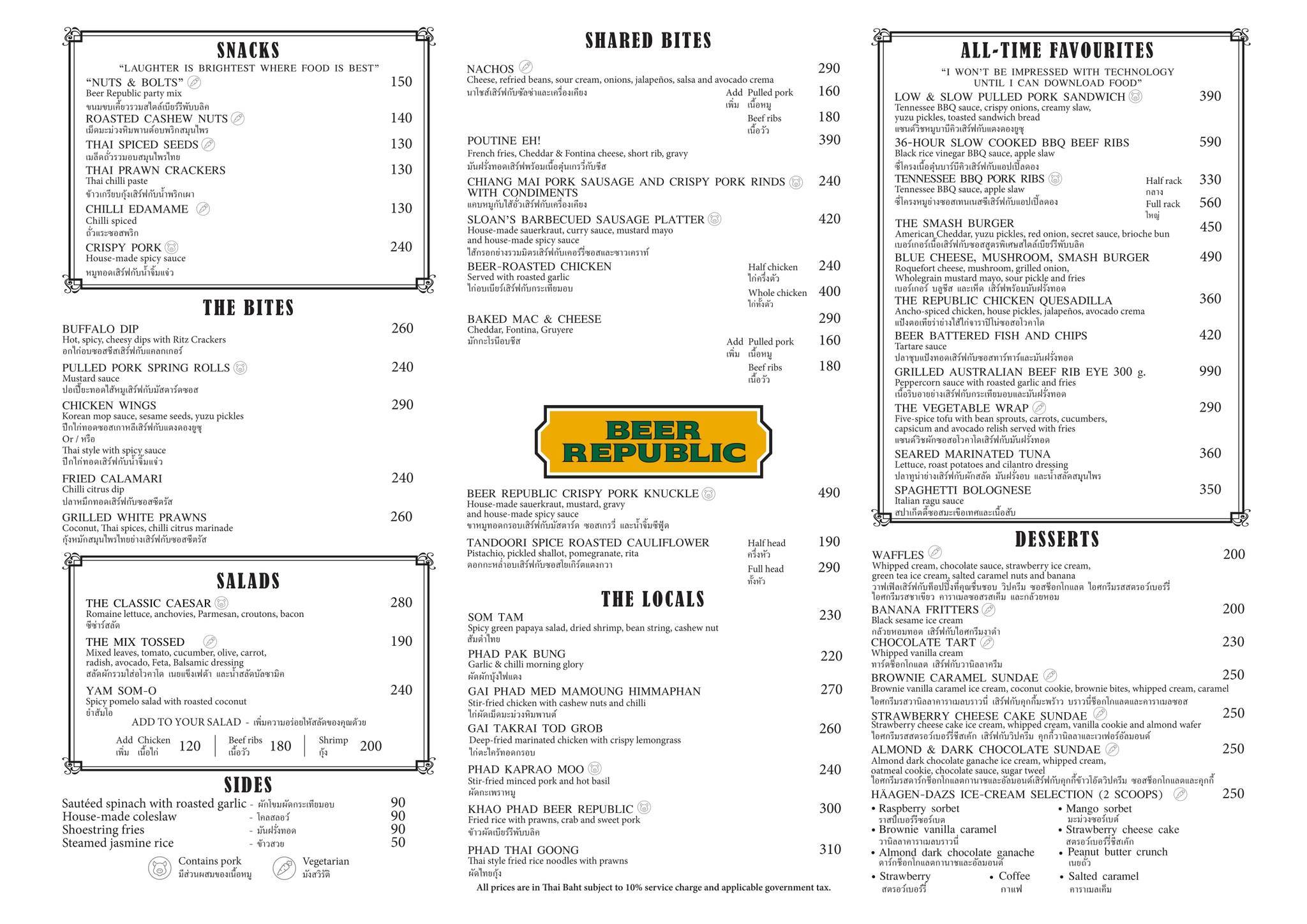 Menu at Beer Republic, Bangkok, 971 Phloen Chit Rd