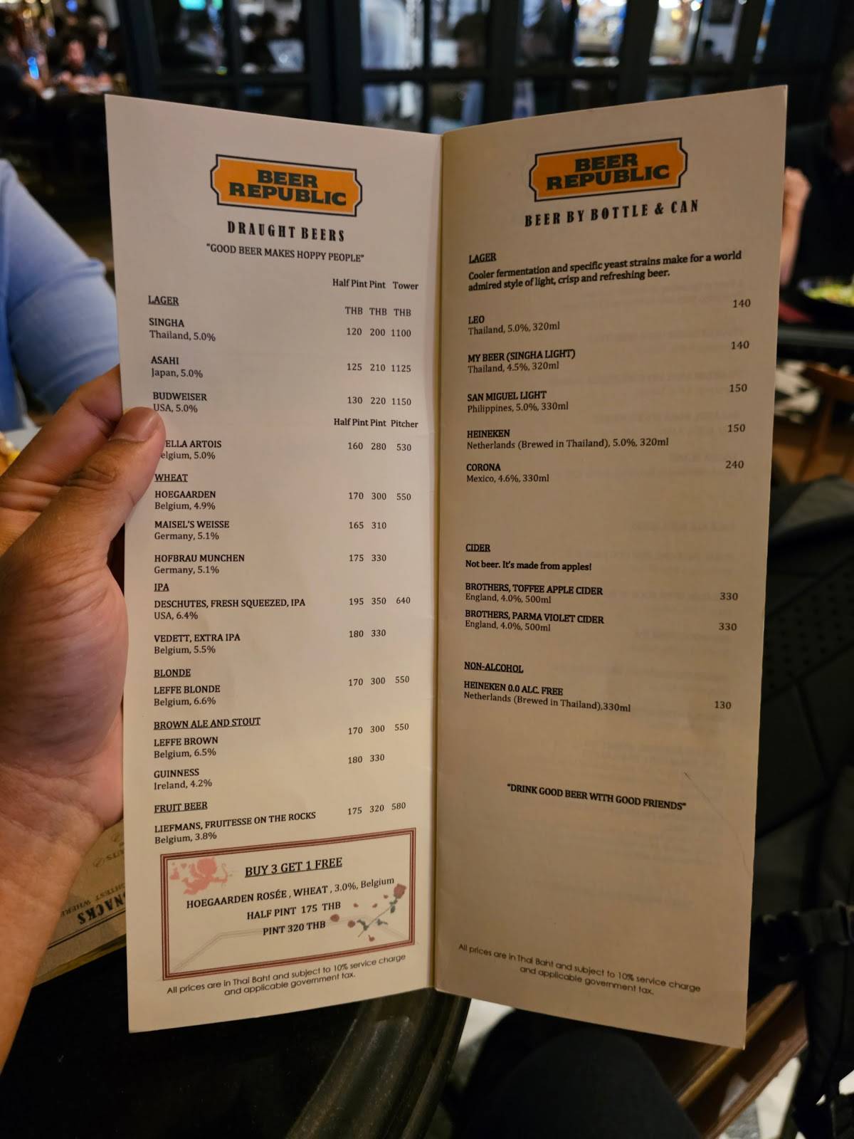 Menu at Beer Republic, Bangkok, 971 Phloen Chit Rd