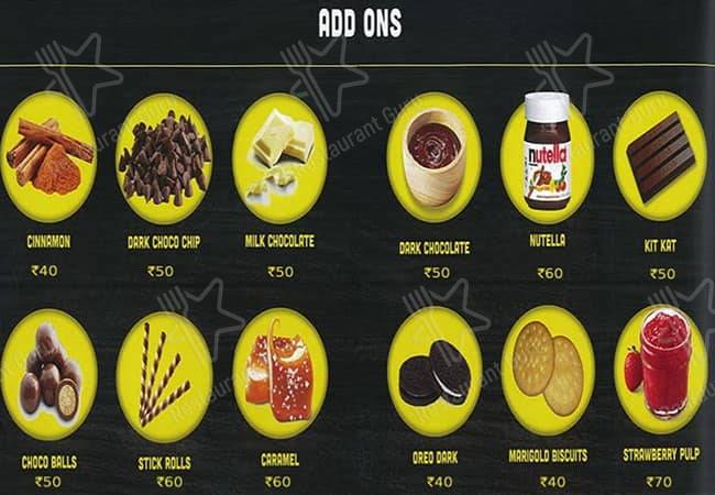 Menu at Belgian Waffle Factory, Vijayawada