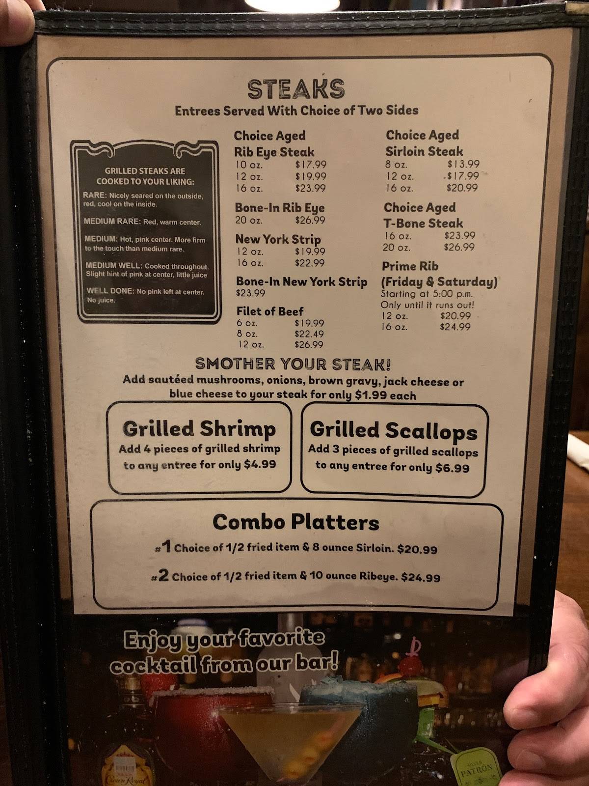 Menu at Heitmiller Steakhouse, Lacy Lakeview, I 35 N Frontage Rd