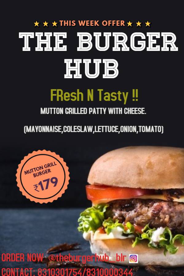 Menu at The Burger Hub, Bengaluru, 189