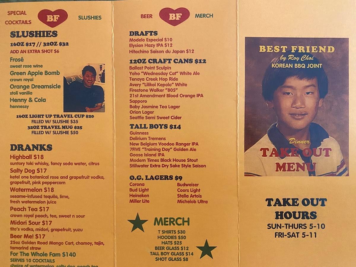 Menu at Best Friend restaurant, Las Vegas