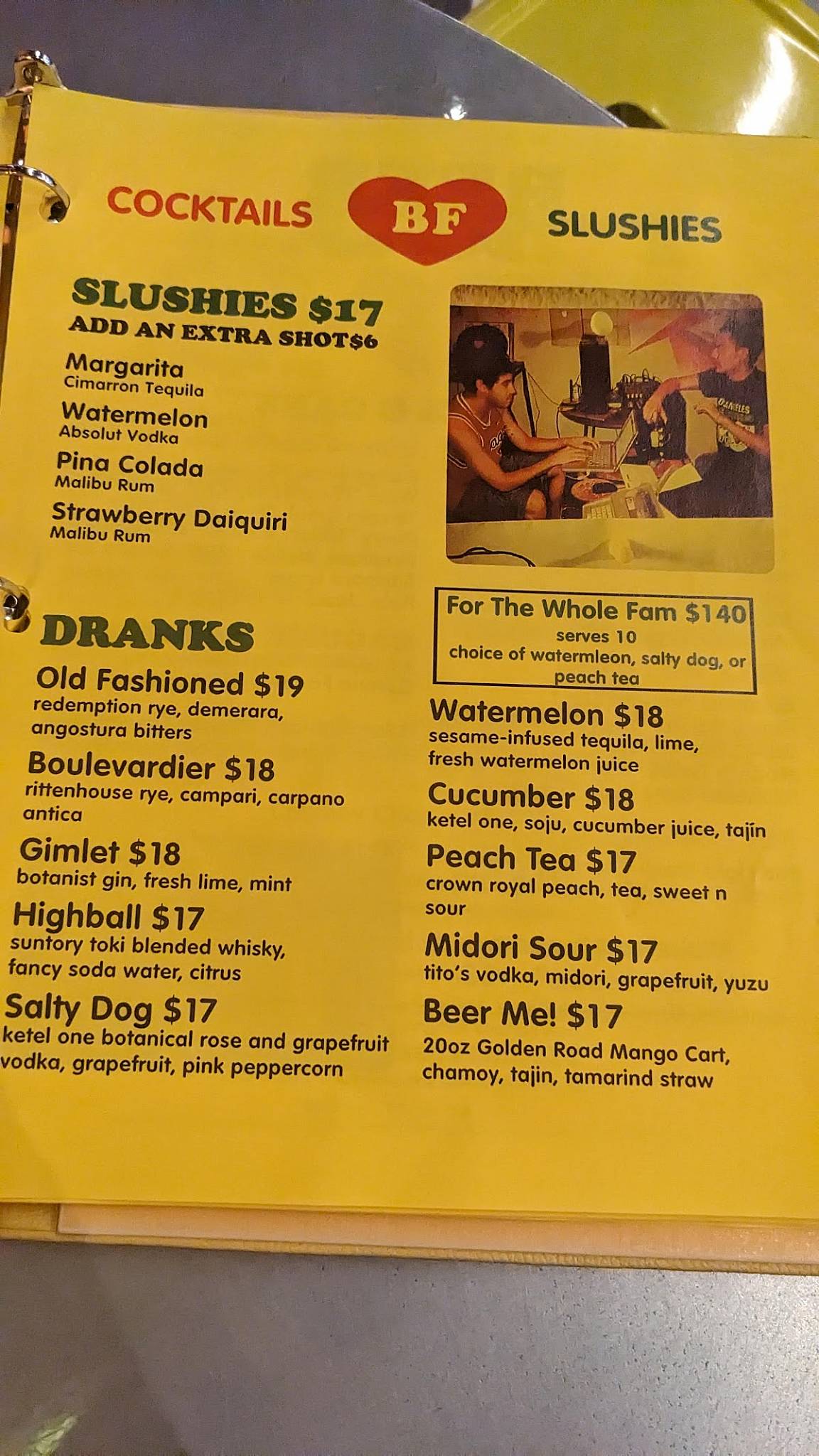 Menu at Best Friend restaurant, Las Vegas