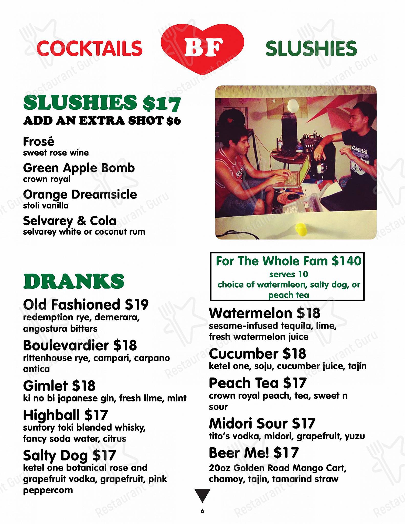 Menu at Best Friend restaurant, Las Vegas