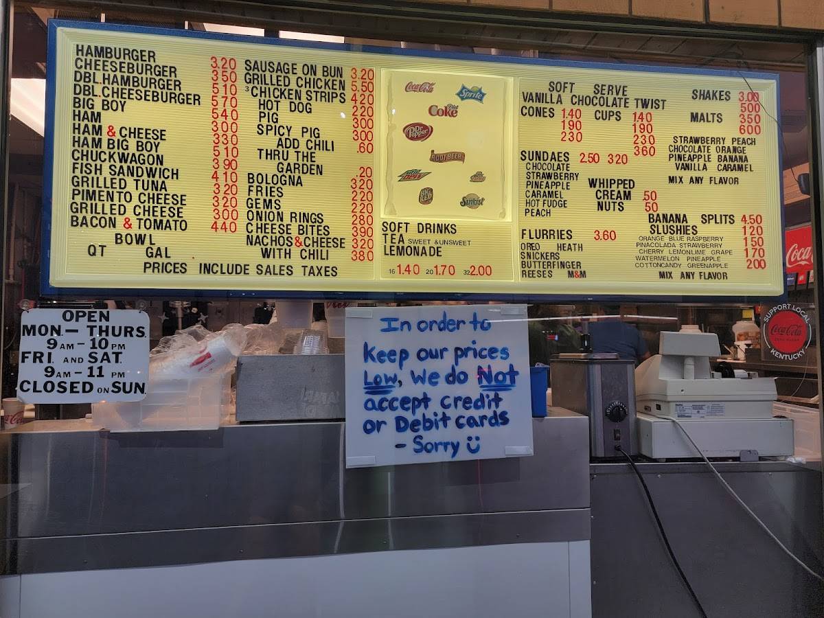 Menu at Big Dipper restaurant, Owensboro