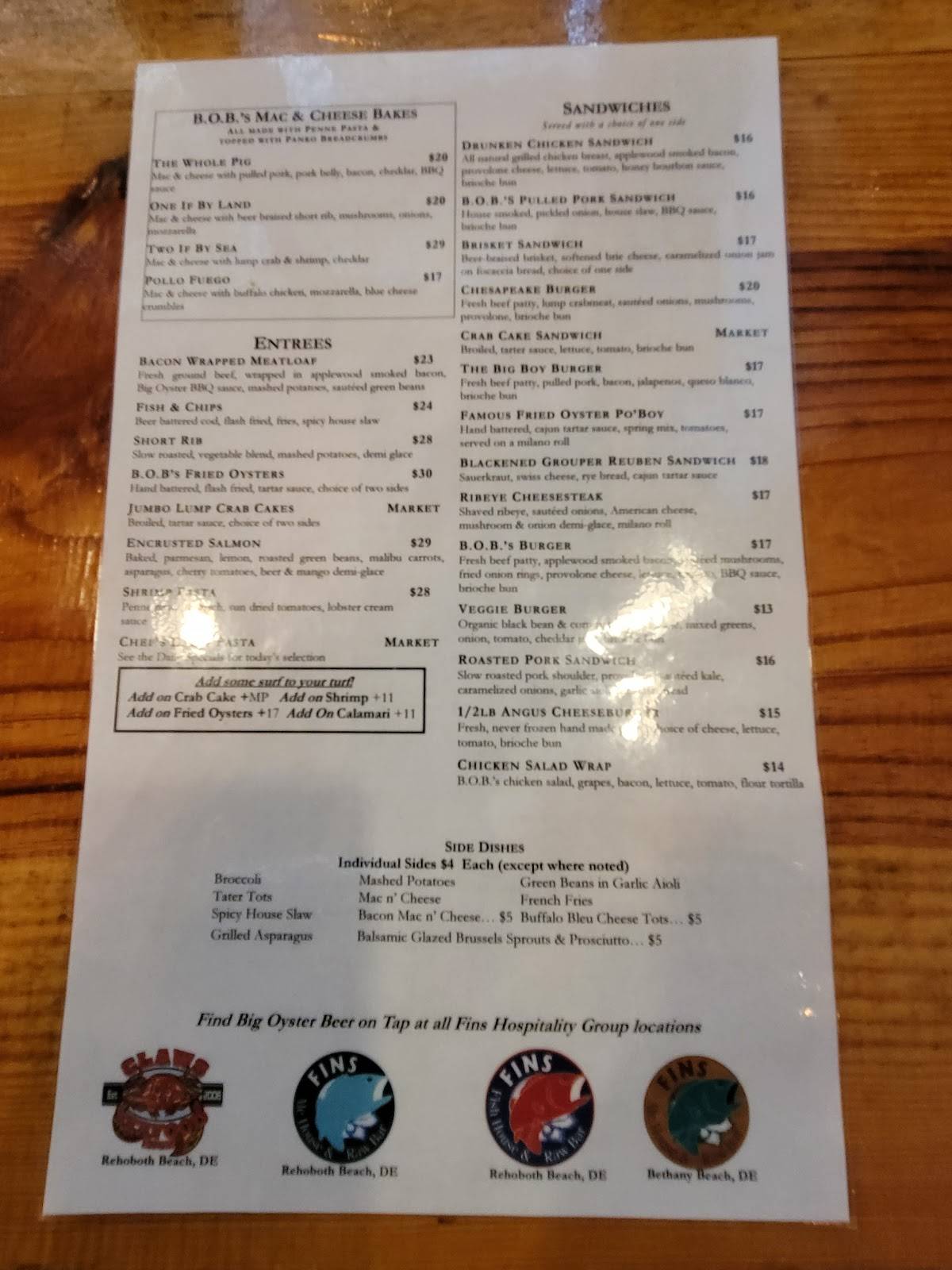 Menu at Big Oyster Brewery pub & bar, Lewes
