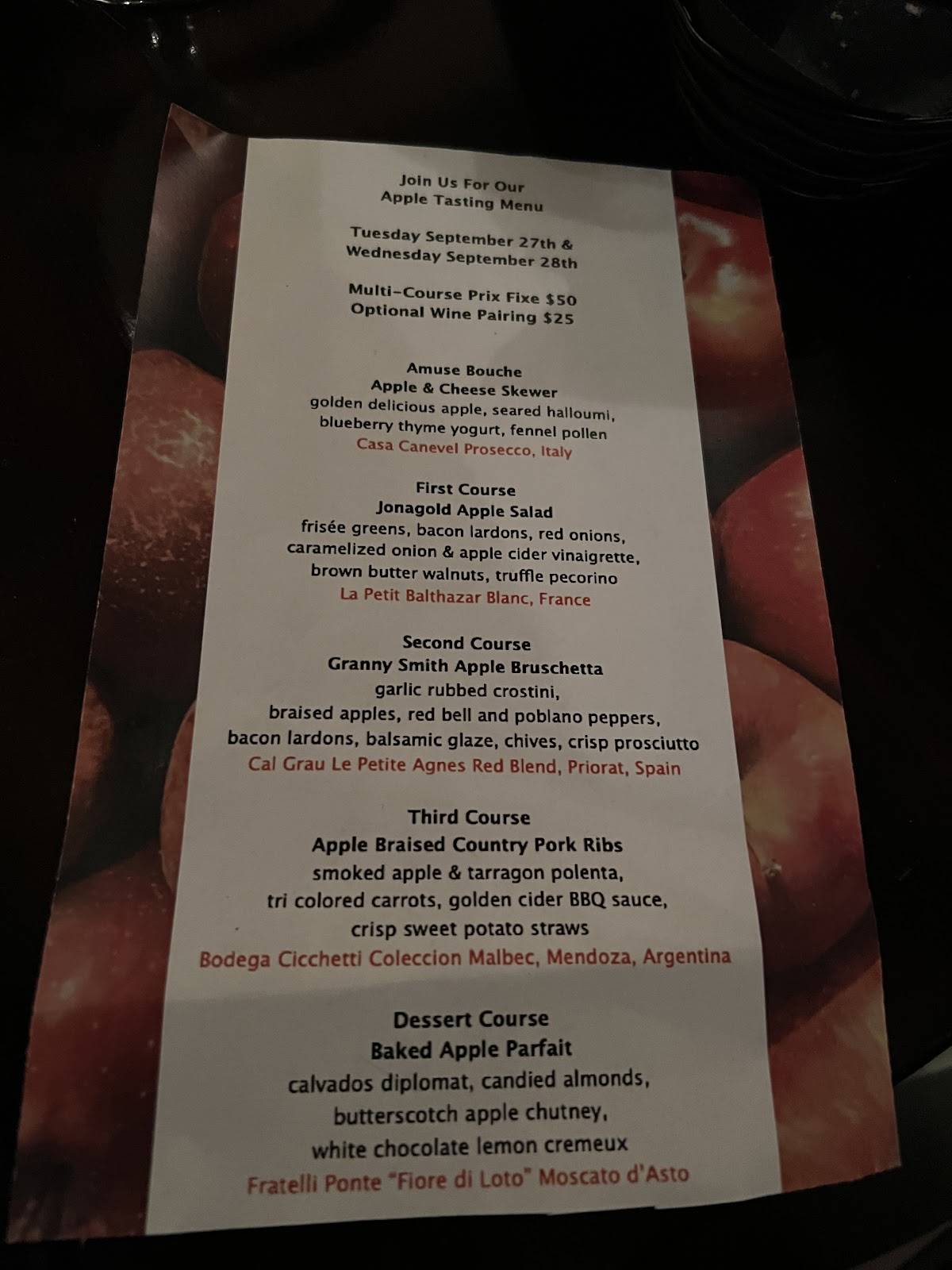 Menu at Bistro 19 restaurant, Mount Lebanon