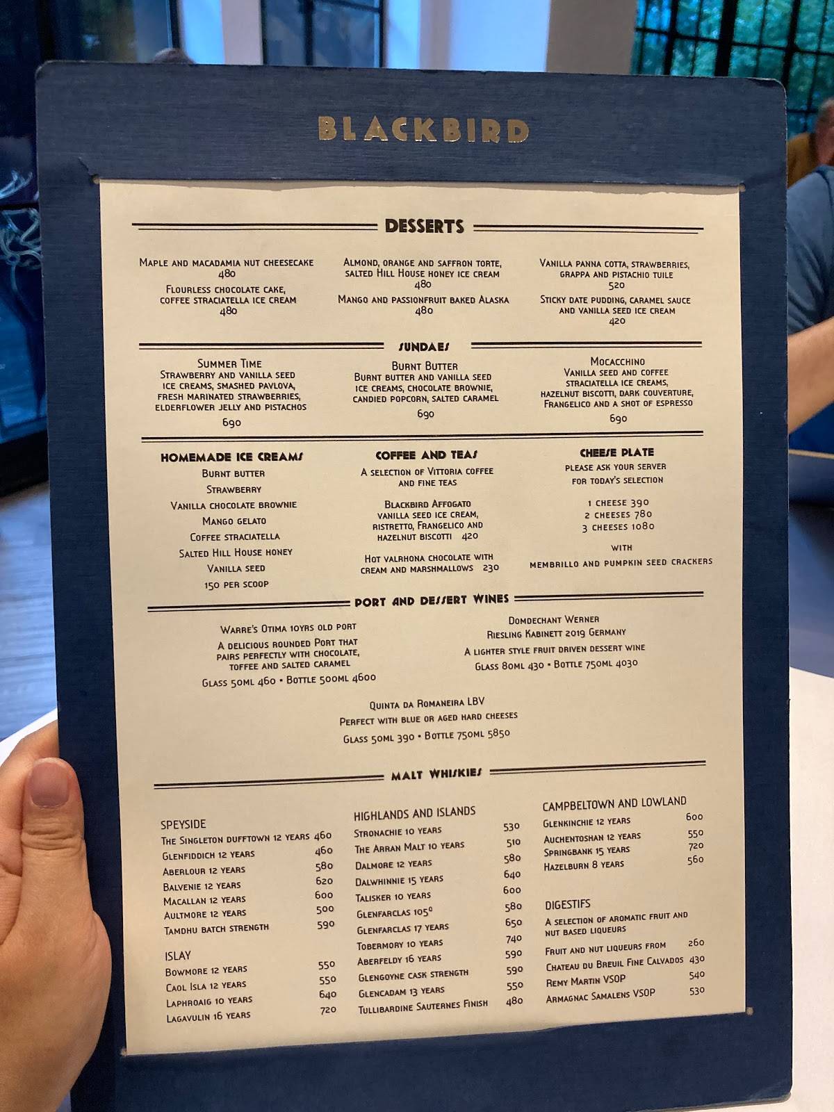 Menu at Blackbird Makati restaurant, Makati, 1229 Makati Ave