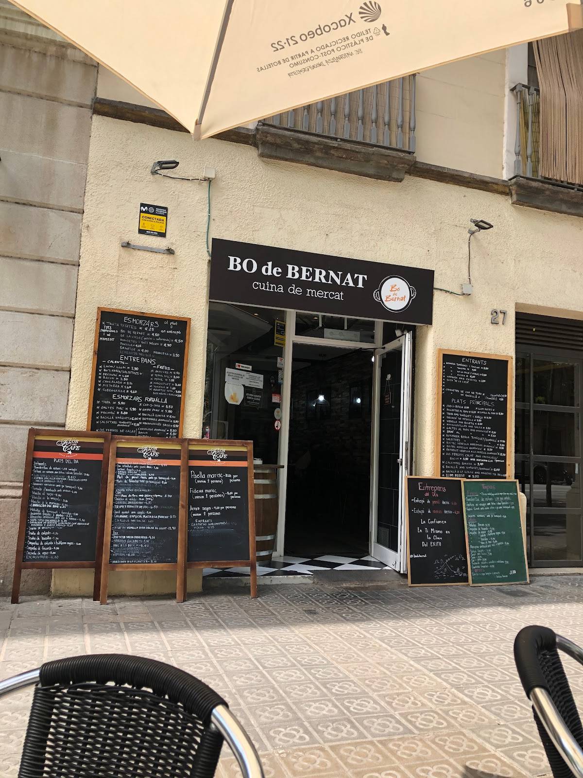Menu at Bo de Bernat restaurant, Barcelona