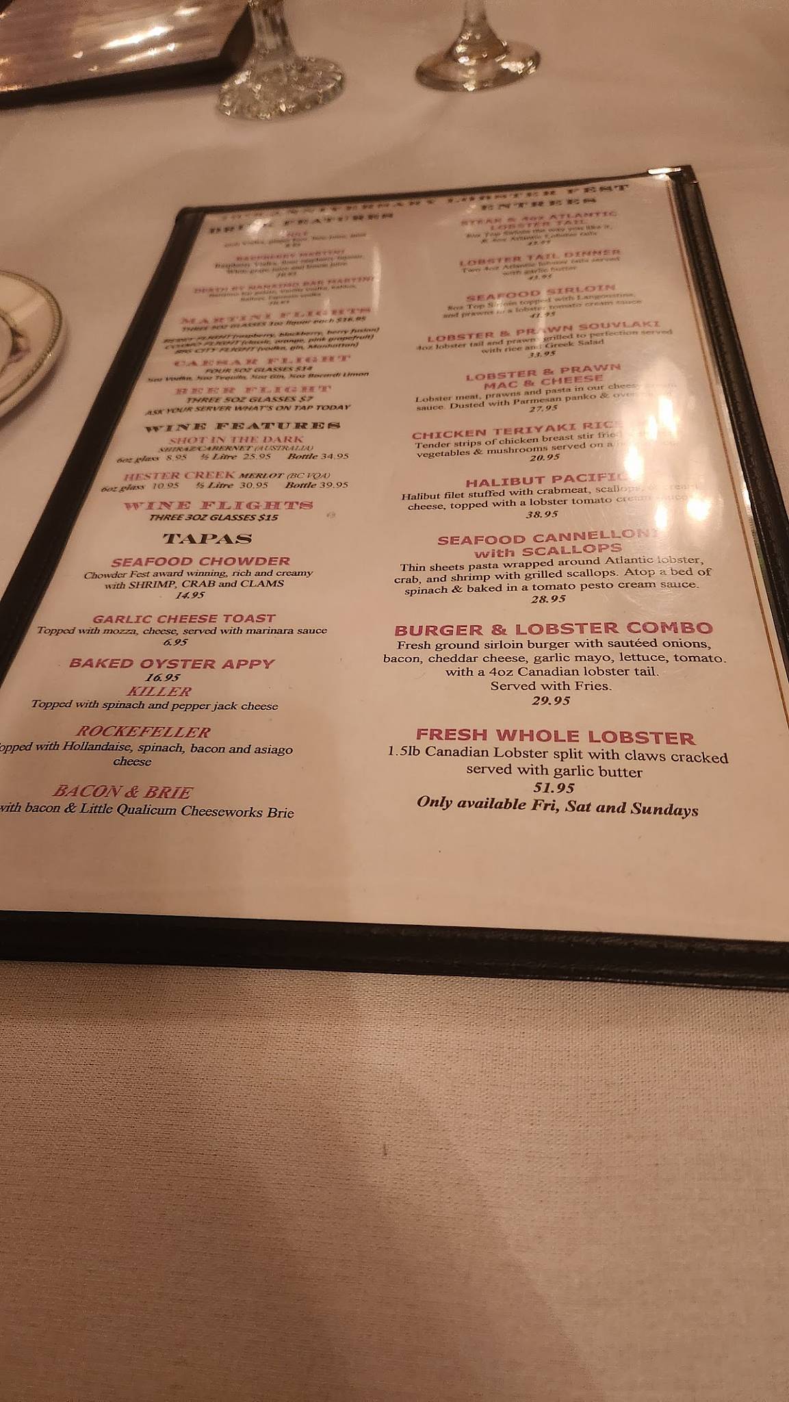 Menu at Bold Knight Restaurant, Nanaimo