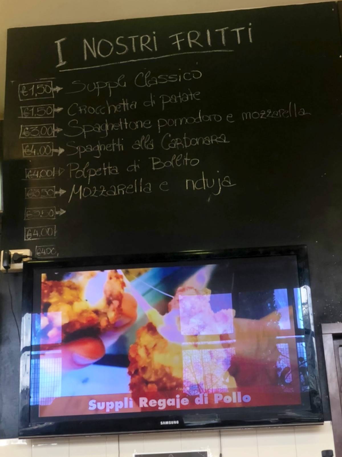 Menu at Bonci Pizzarium pizzeria, Rome