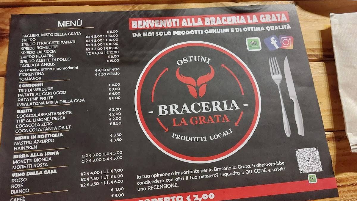 Speisekarte von Braceria La Grata pub & Bar, Ostuni