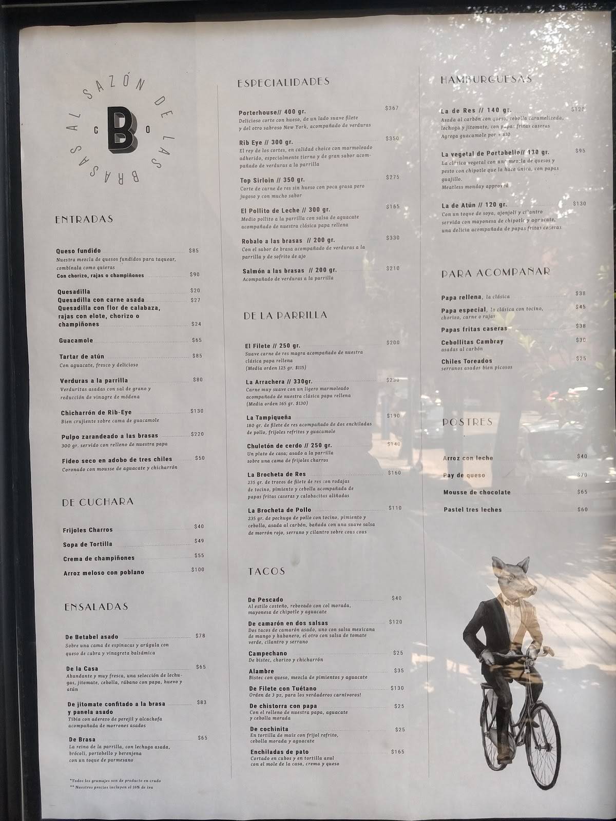 Carta de parrilla Brasco, Ciudad López Mateos