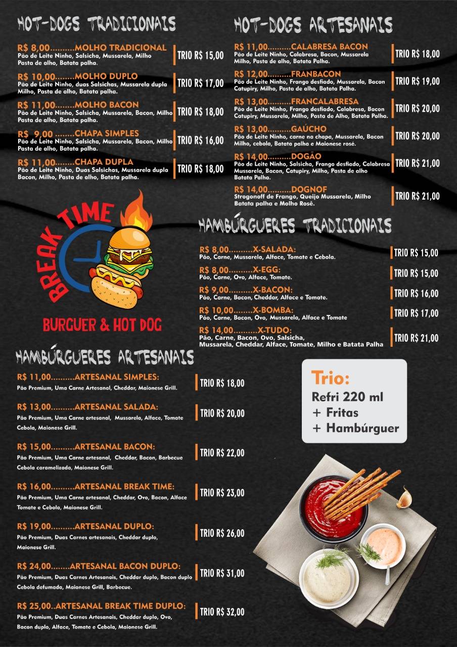 Menu em Break Time Burguer & Hot Dog restaurante, Brasília