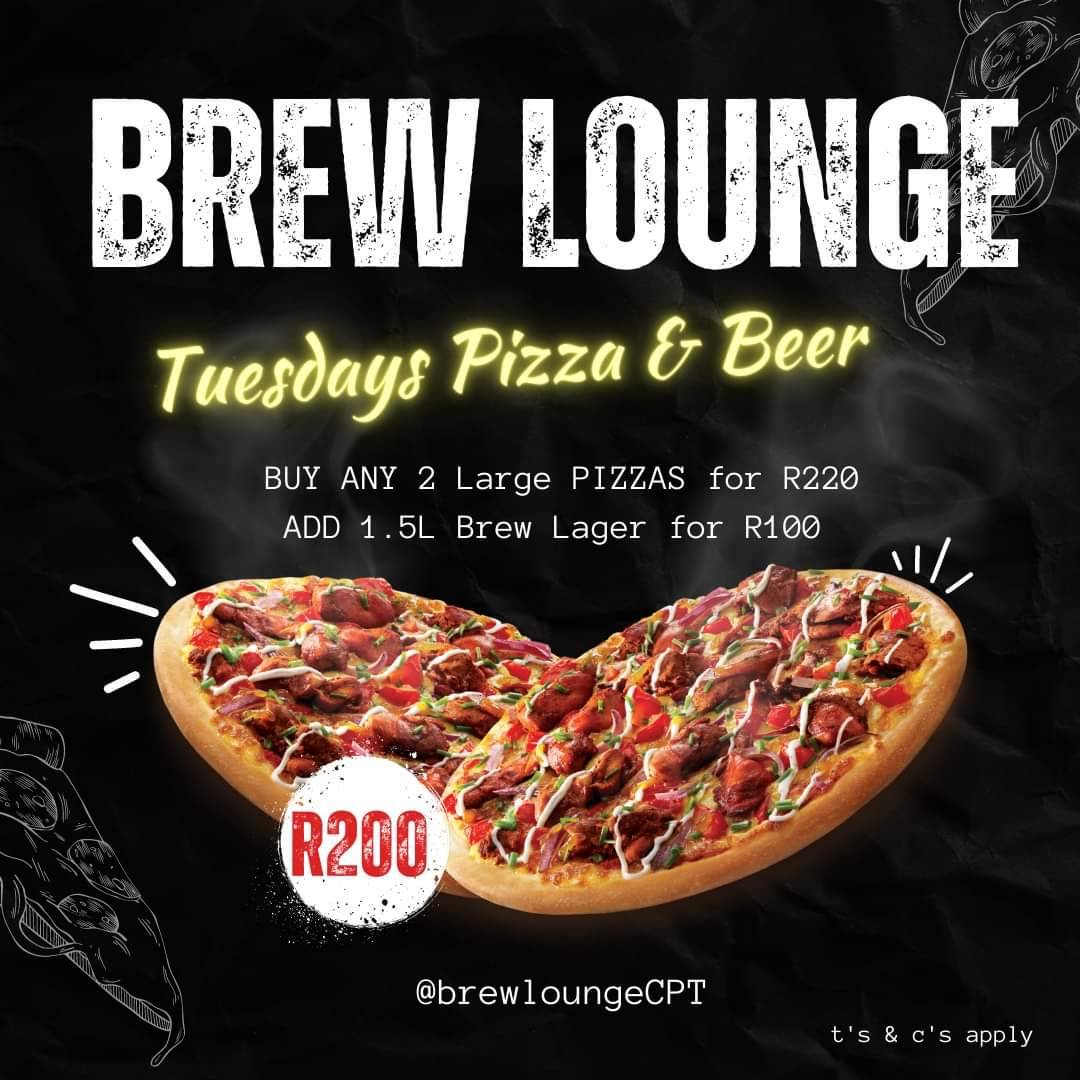 Menu at Brew Lounge restaurant, Cape Town