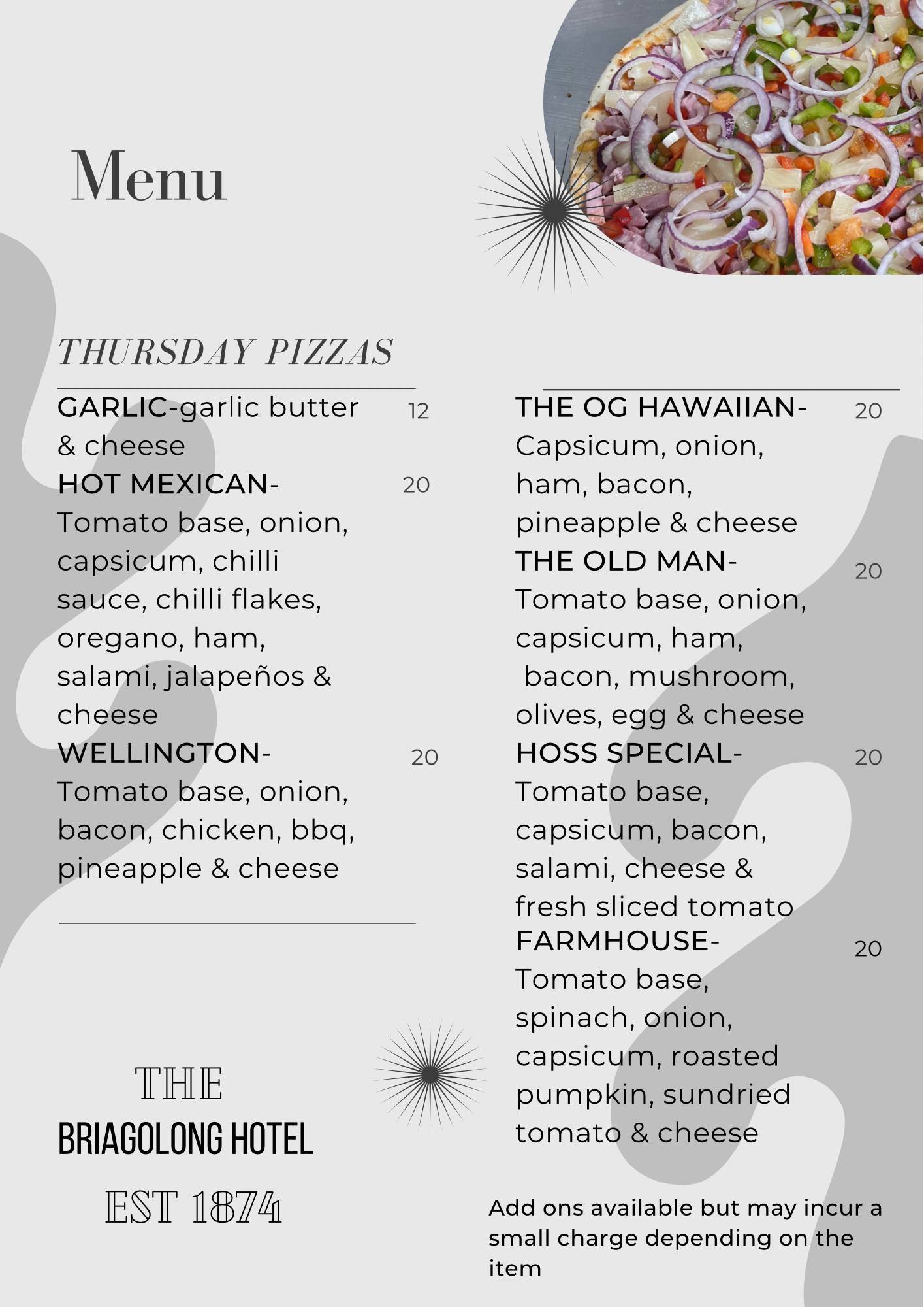 Menu at Briagolong Hotel pub & bar, Briagolong