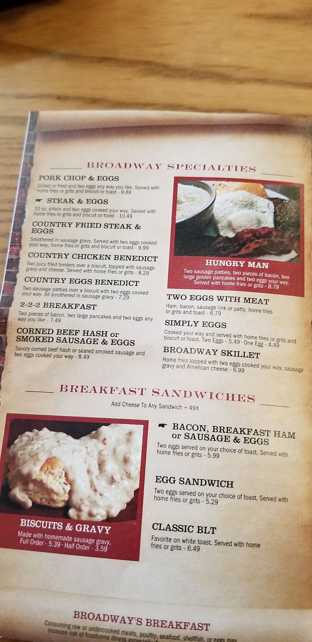Menu at Broadway Diner restaurant, Bartow