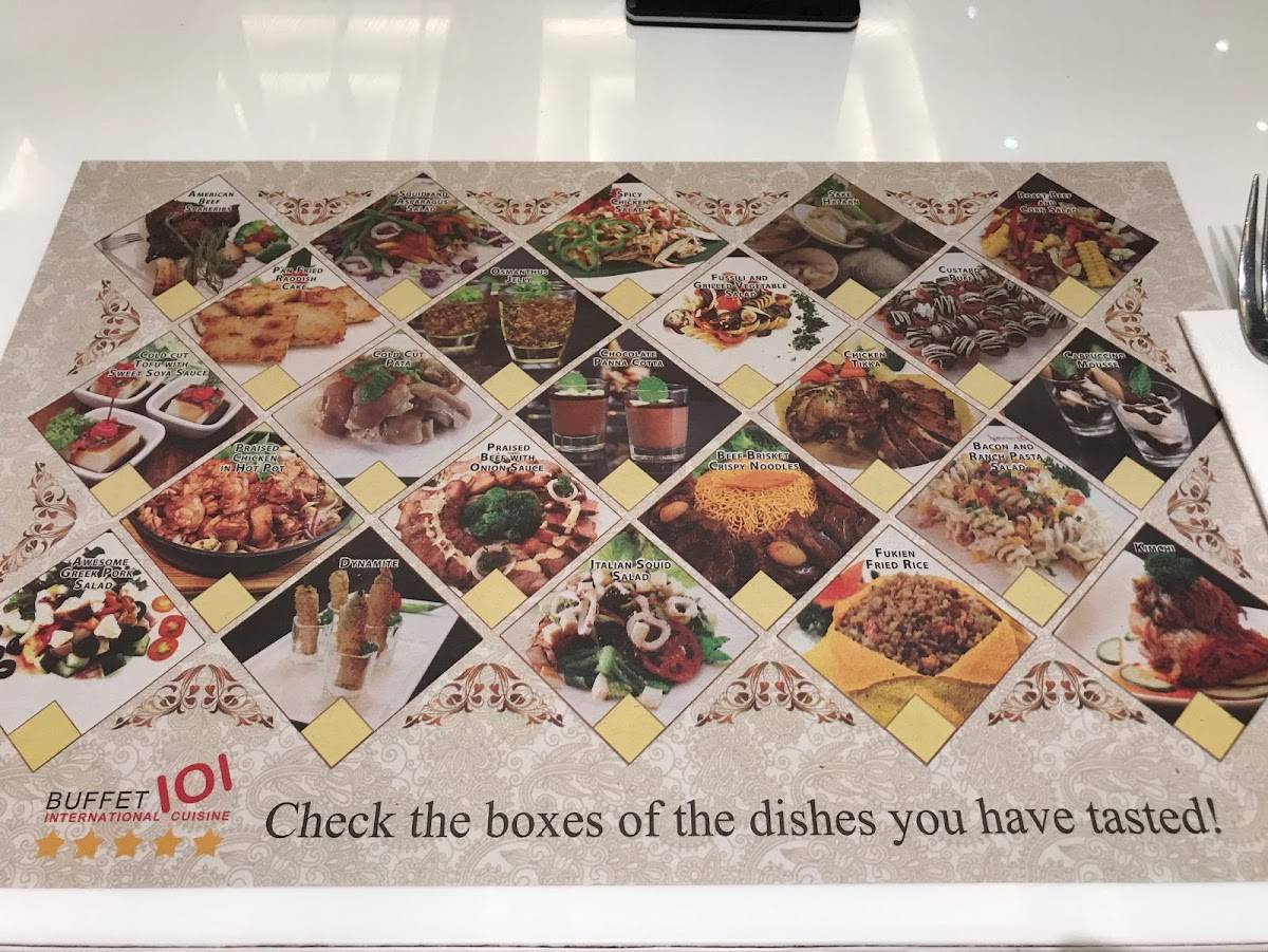 Menu at Buffet 101 restaurant, Mandaue City