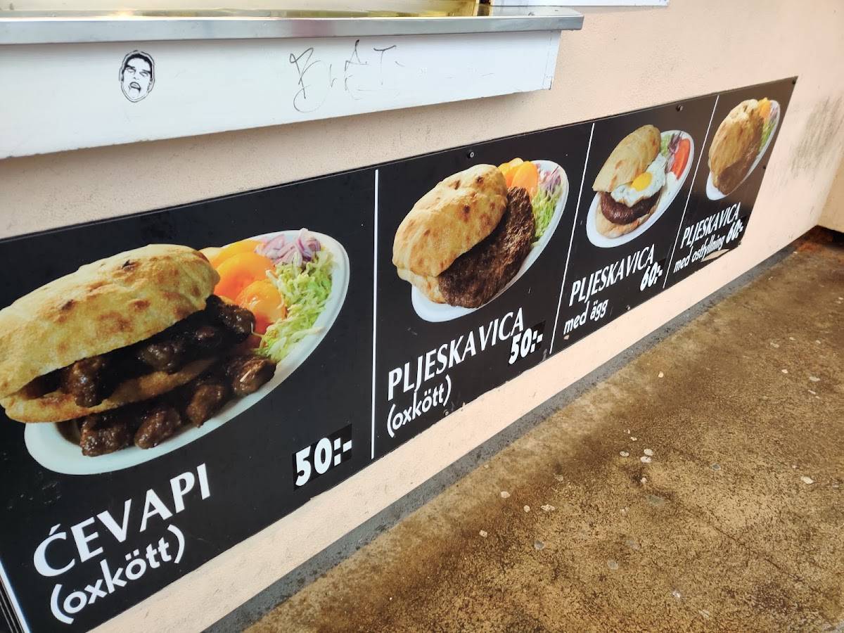 Menu at Burek & Ćevapi Mästarna fast food, Malmö, Lönngatan 72
