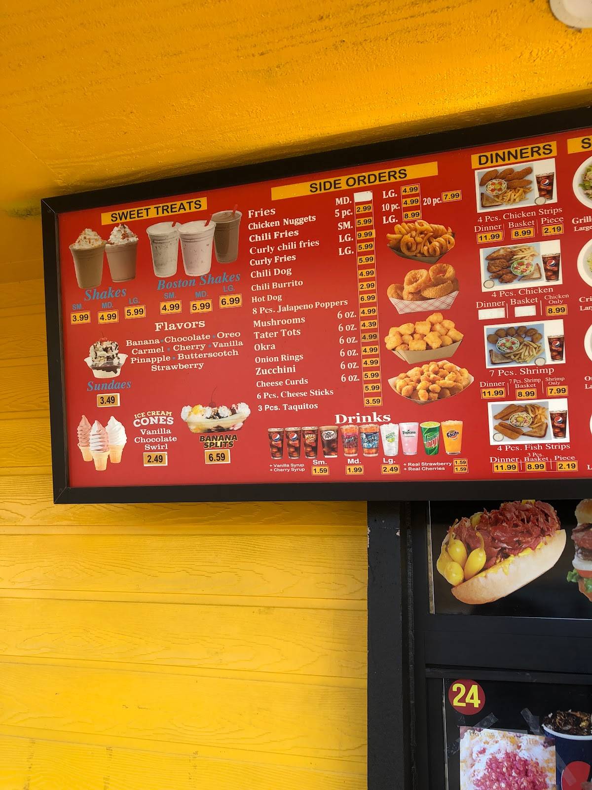 Menu at Buzz's Drive In fast food, Goshen