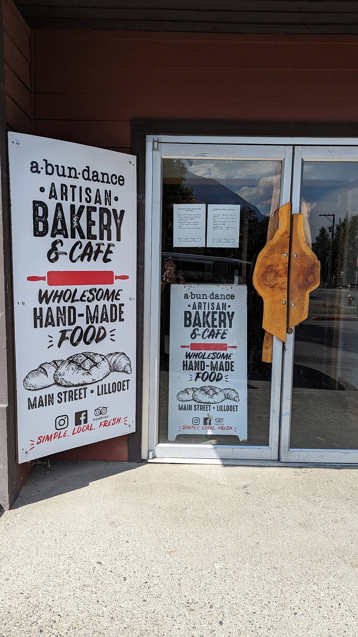 Menu at Abundance Artisan Bakery, Lillooet
