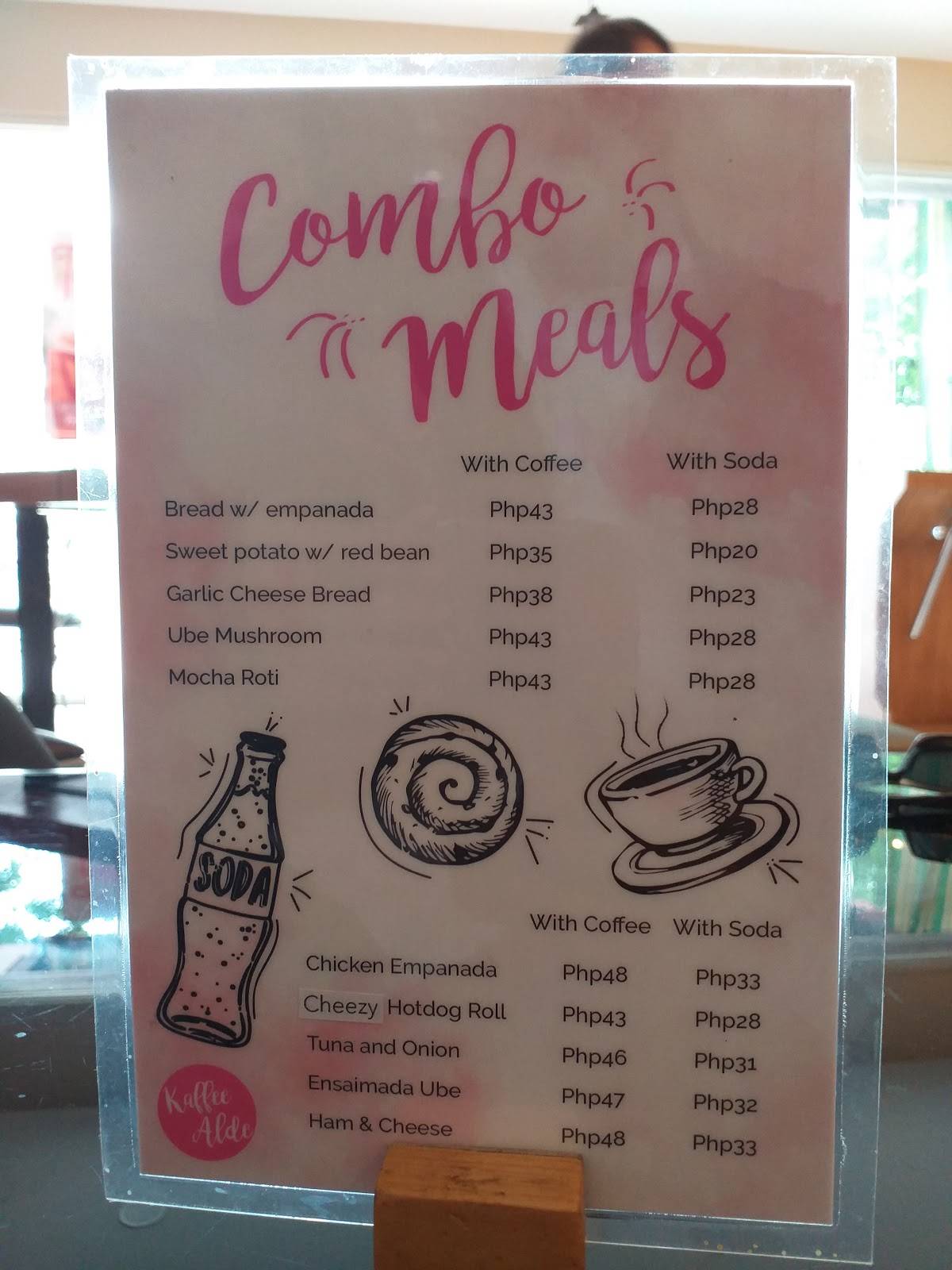 Menu at Kaffee Alde Mabolo cafe, Cebu City, Pope John Paul II Avenue
