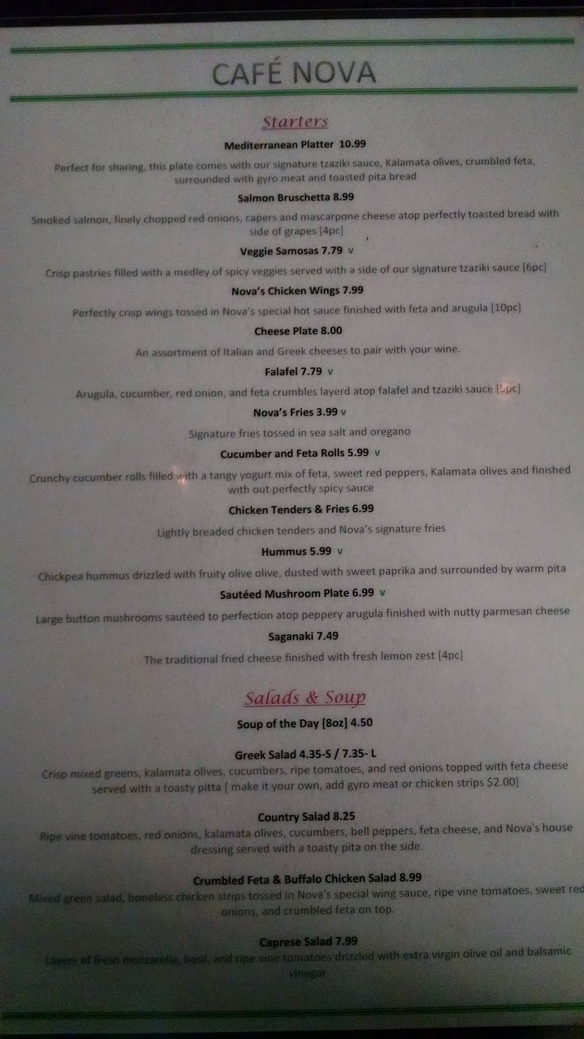 Menu at Cafe Nova, St. Louis, S Kingshighway Blvd