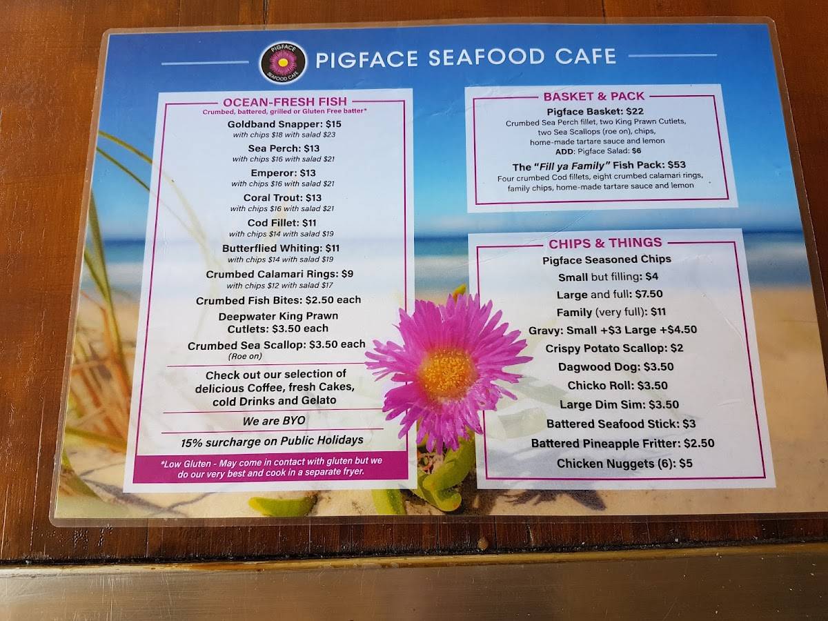 Menu at Pigface Seafood cafe, Woorim