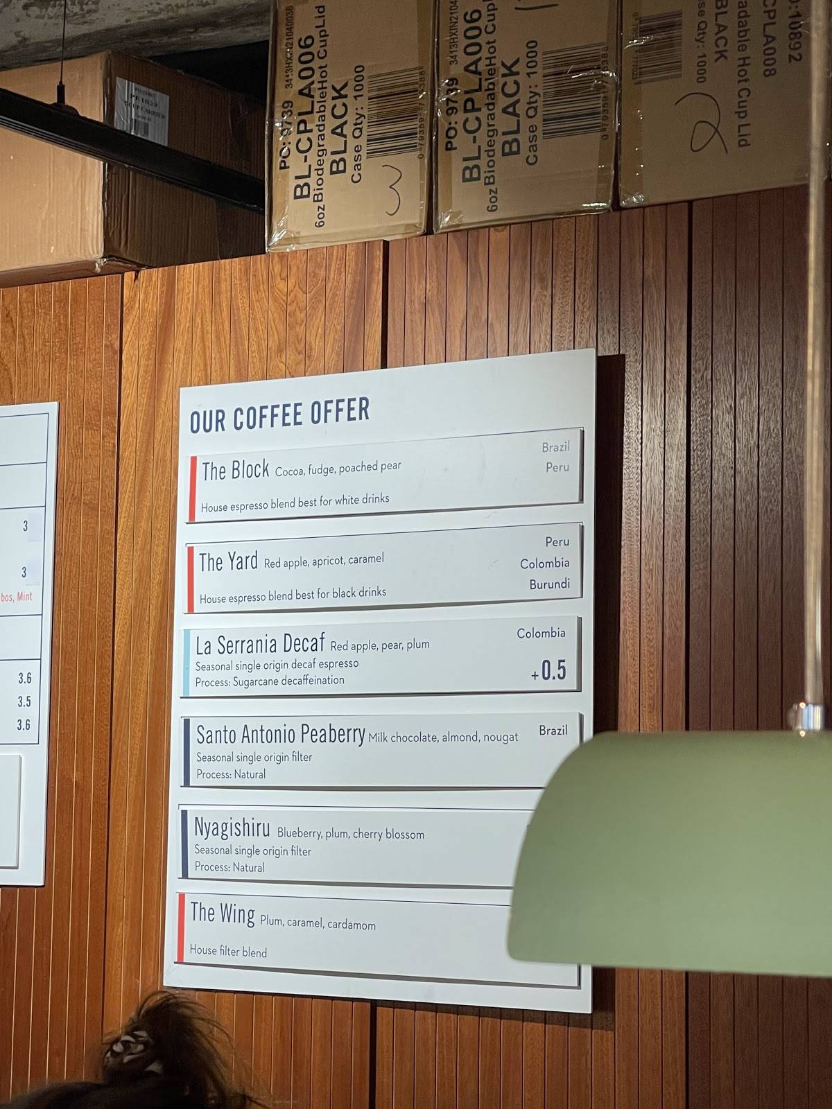 Menu at Redemption Roasters cafe, London, Unit 109 Stable St