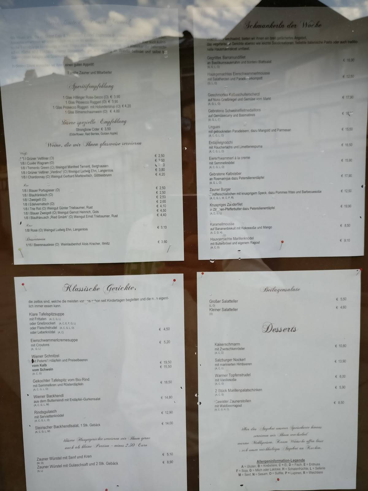 Speisekarte von Cafe-Restaurant Zauner, Bad Ischl