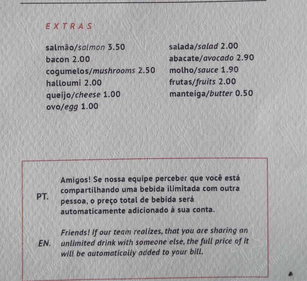 Menu at Seagull Method Cafe, Lisbon