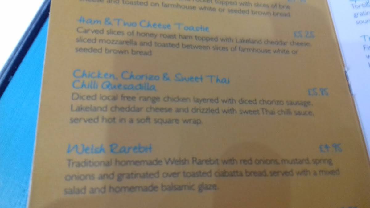Menu at VeeVa! Cockermouth cafe, Cockermouth