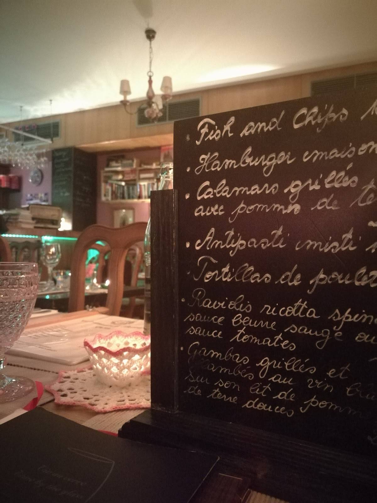 Menu au Café littéraire Le Bovary, Luxembourg