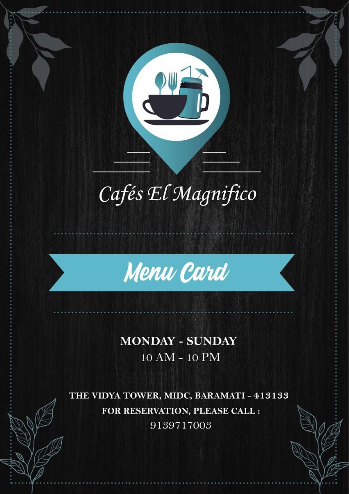 Menu at Cafés El Magnífico, Baramati