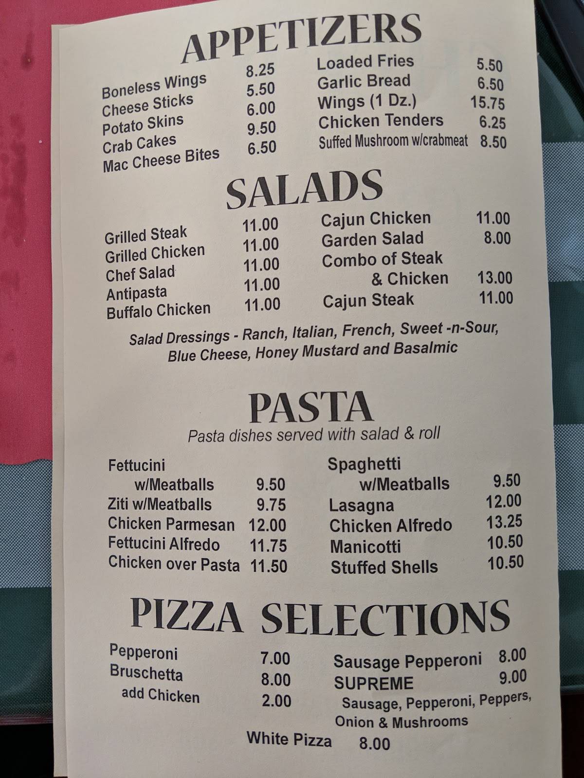 Menu at Chef Ray's Cafe, East Liverpool