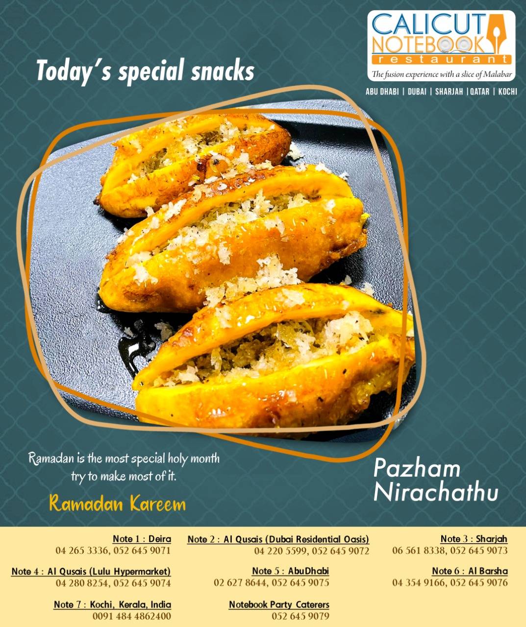 Menu at Calicut Notebook Restaurant, Dubai, Stadium Metro Station - Dubai