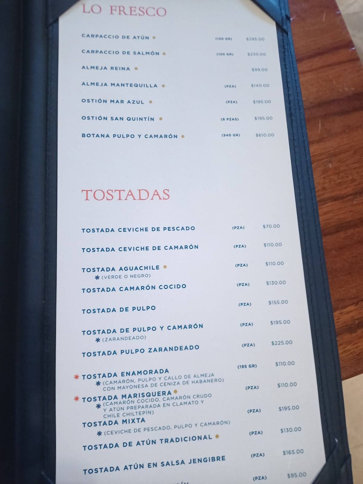 Carta del restaurante Campomar Puerto Vallarta, Puerto Vallarta