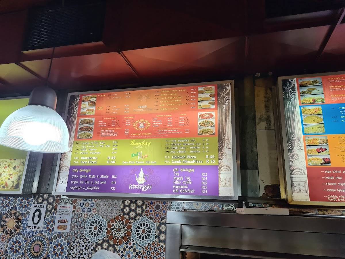 Menu at Eastern Food Bazaar restaurant, Cape Town