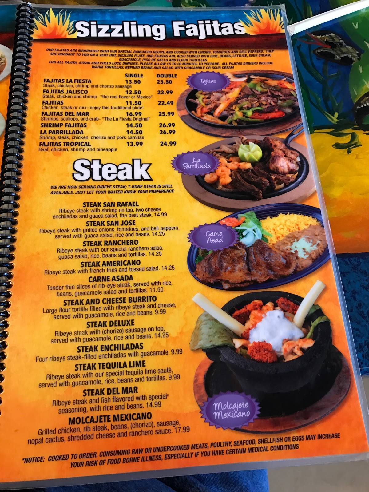 Menu at Casa Fiesta Mexican Restaurant, Newton