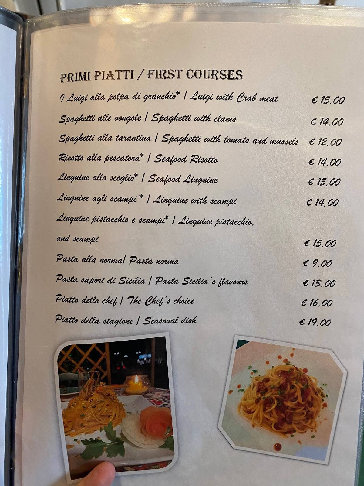 Menu da Trattoria Serafino I° di Serafino Luigi ristorante, Catania