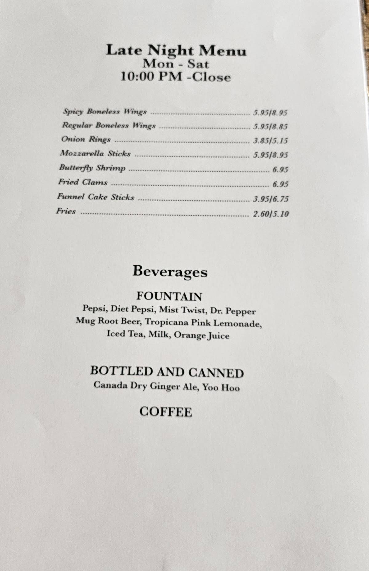 Menu at Cavalier Store restaurant, Lynchburg