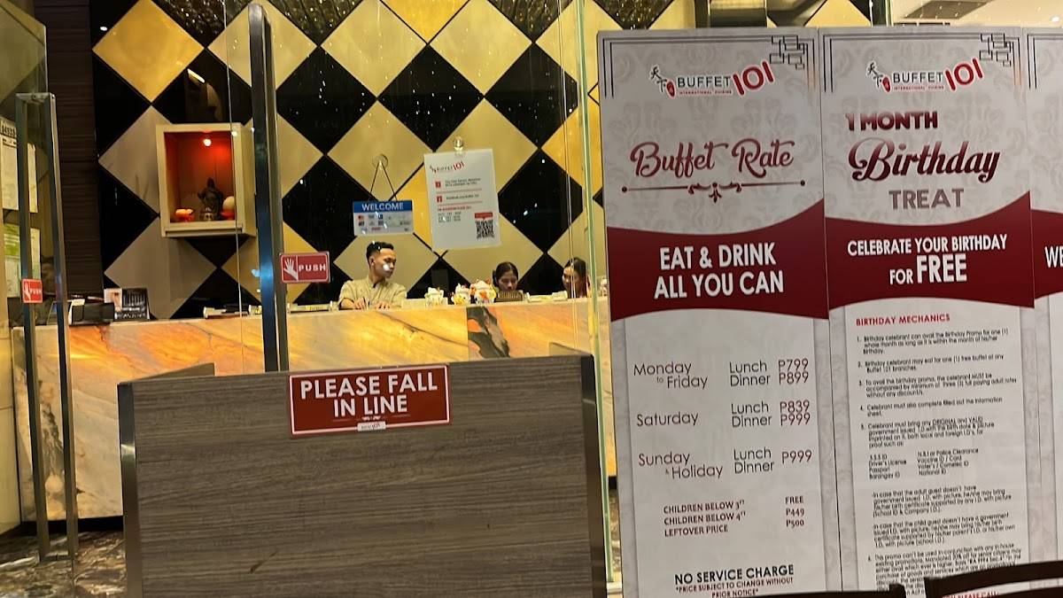 Menu at Buffet 101 restaurant, Mandaue City