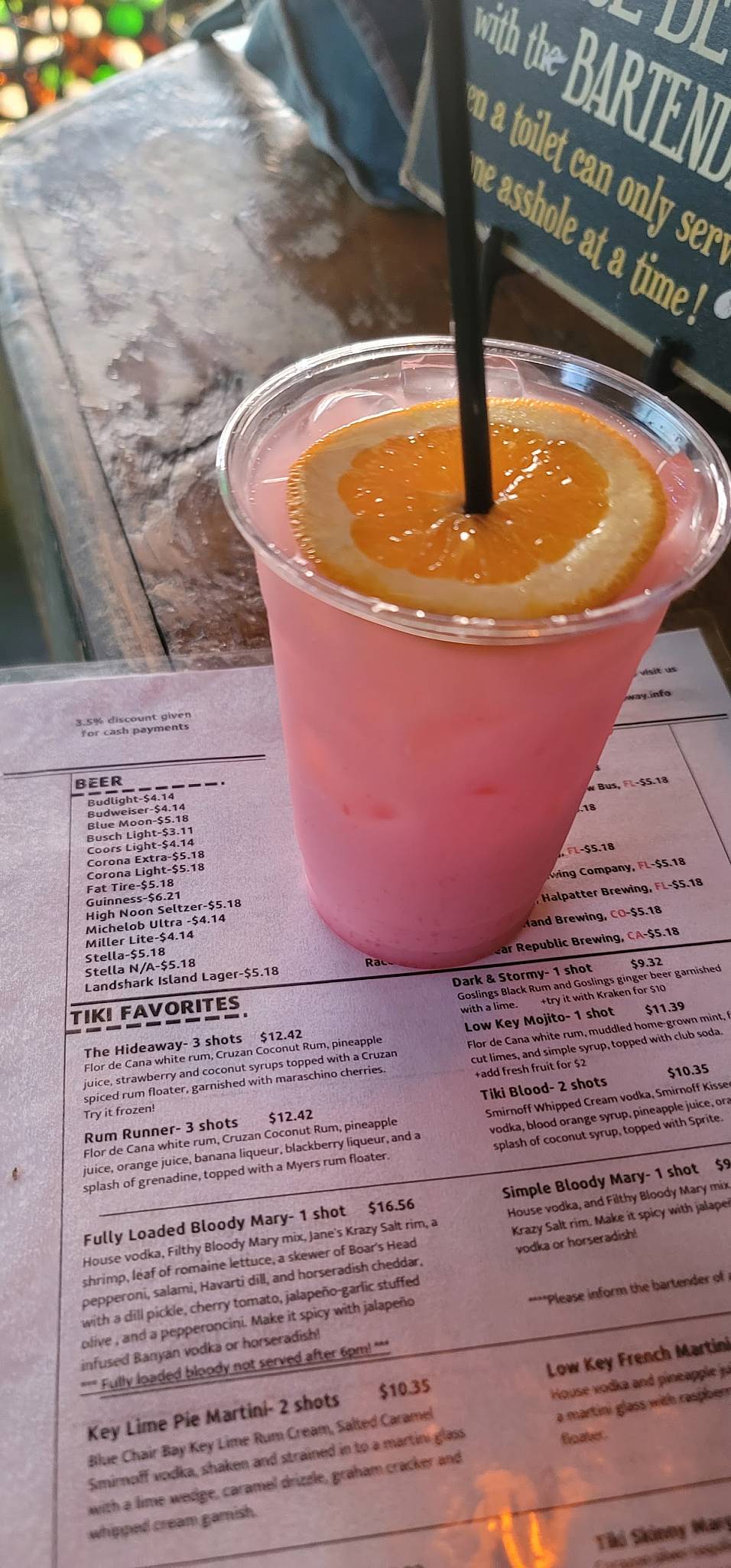 Menu at Lowkey Hideaway and Tiki Bar, Cedar Key