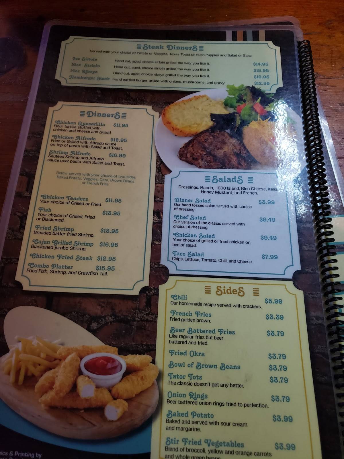 Menu at Cedar Lounge steakhouse, Morrilton