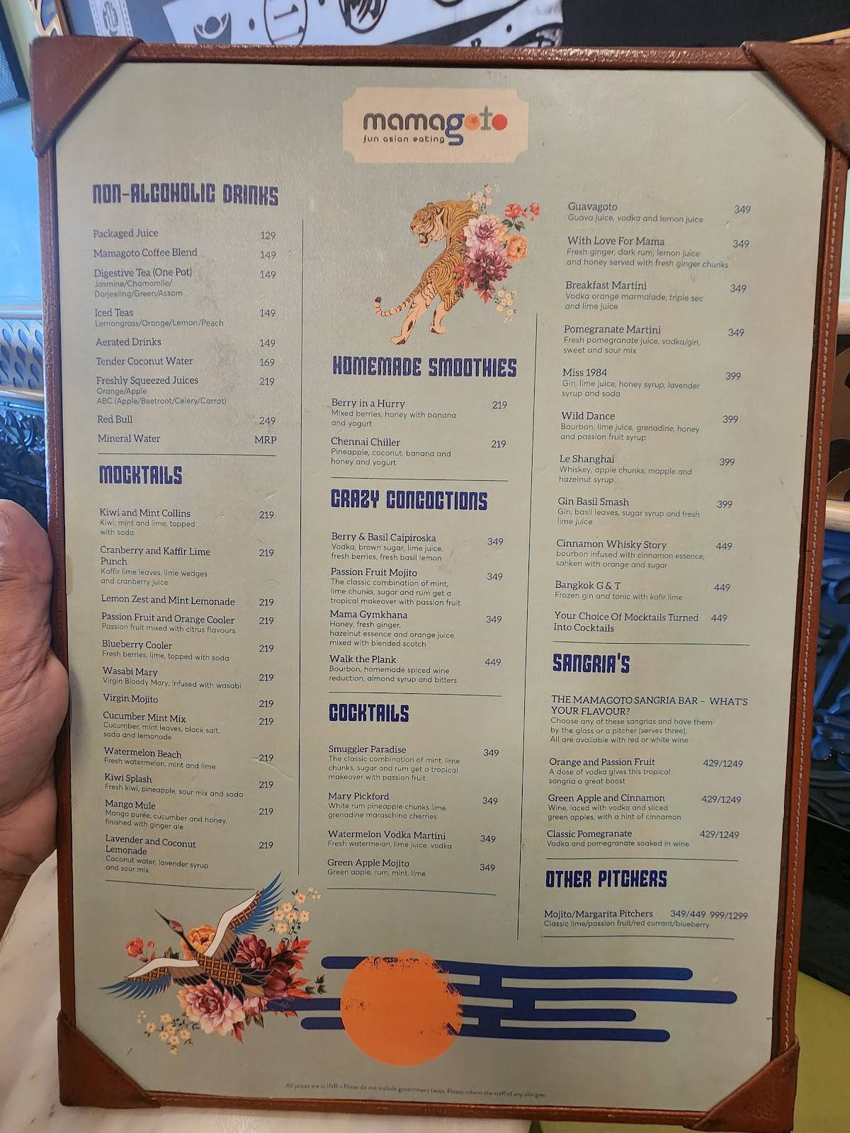 Menu at Mamagoto, Chandigarh